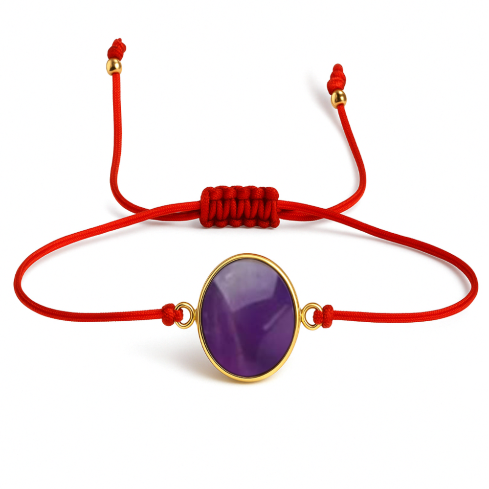 Bracelet Fil rouge Pierre Améthyste – Lilloubella Paris